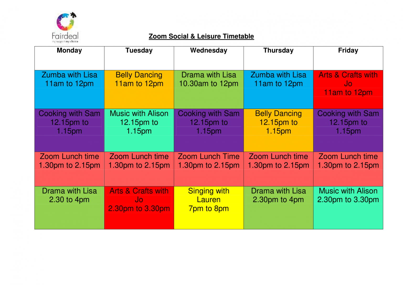 SL Timetable no login details - Fair Deal Glasgow
